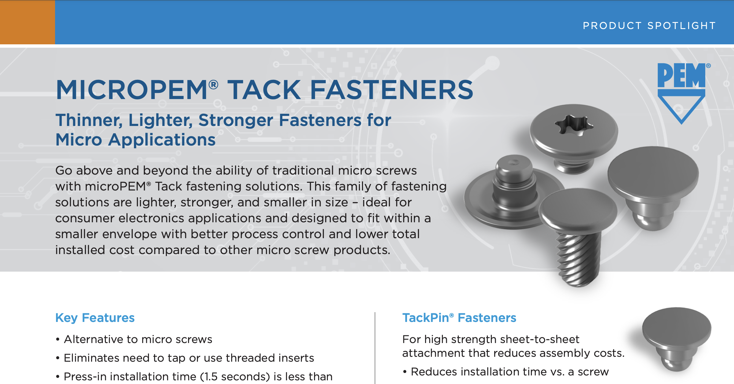 Thanks for your interest in microPEM® Tack Fasteners